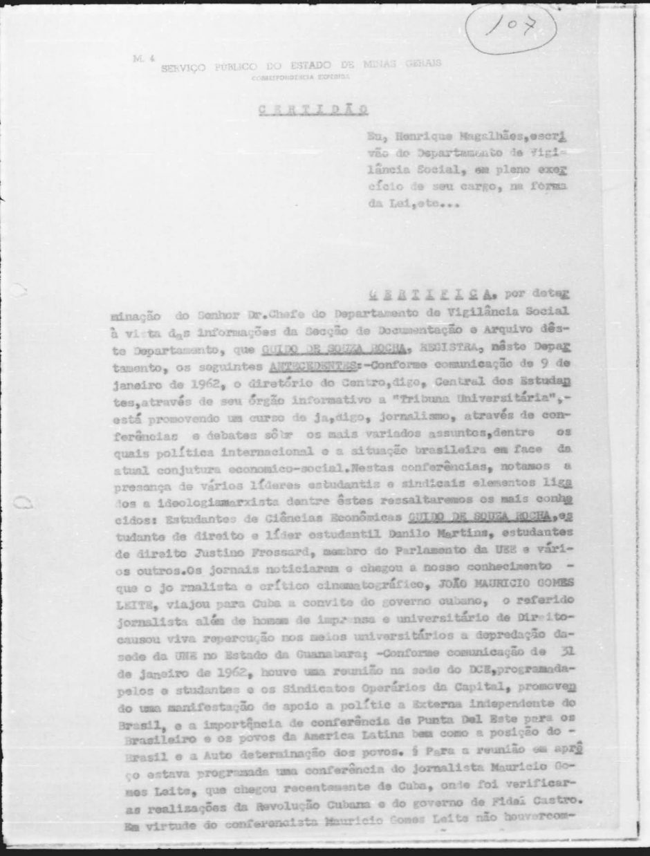 CERTIDÃO DE ANTECEDENTES POLÍTICOS E IDEOLÓGIDOS DE GUIDO ROCHA ...