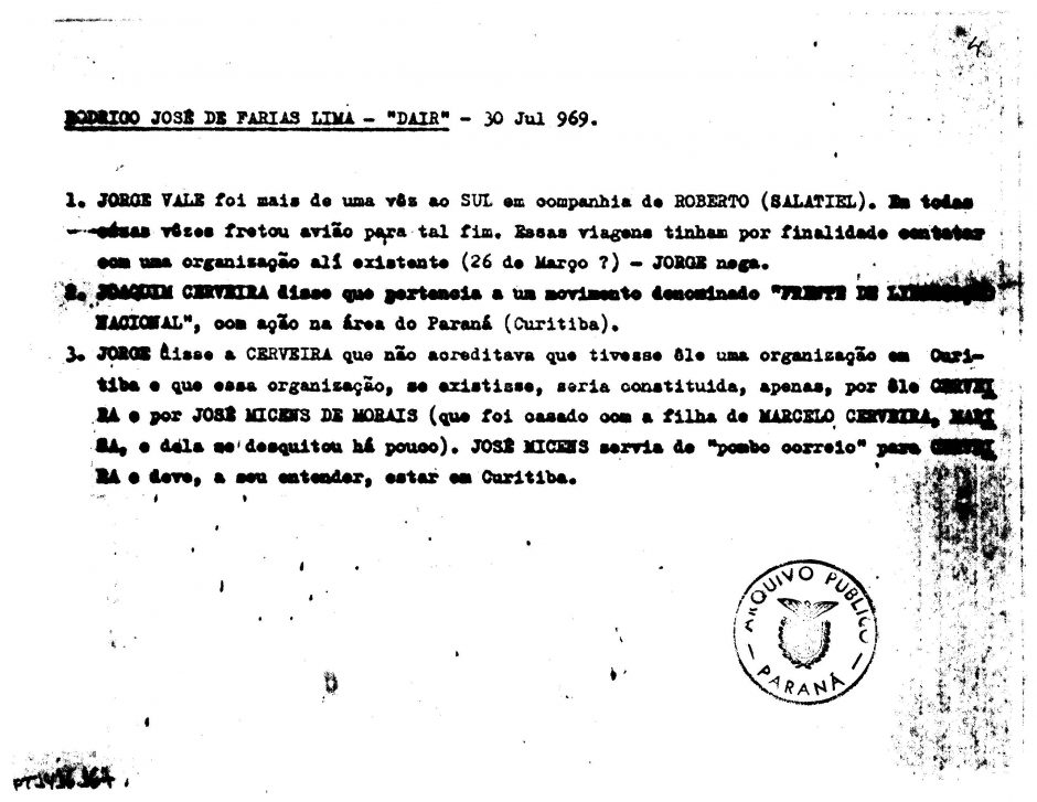 DOCUMENTO REVELA QUE CONTATO DO PCBR EM CURITIBA FOI MONITORADO ...